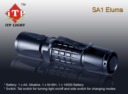 【CREE R5搭載モデル】 iTP SA1 Eluma R5 LED Flashlight 【単3電池×1本使用モデル】